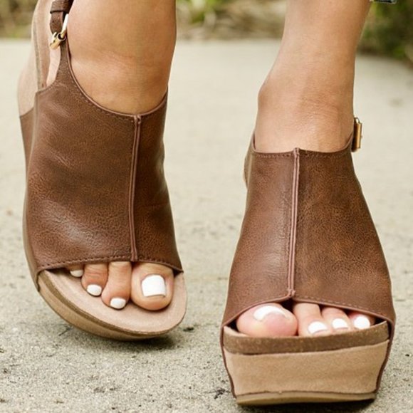 Shoes | Brown Platform Wedge Sandal | Poshmark